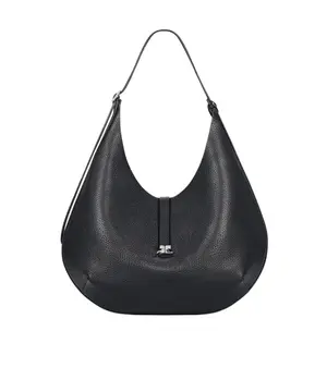 COURREGES Logo Buckle Top Handle Shoulder Bag - Black
