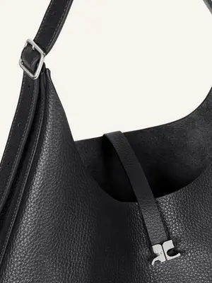 COURREGES Logo Buckle Top Handle Shoulder Bag - Black