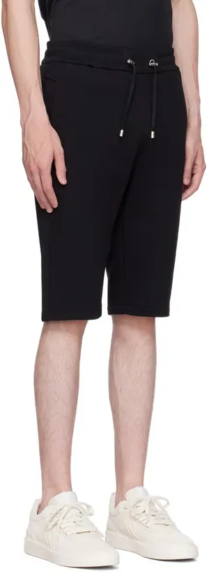 Balmain Drawstring Cotton Track Shorts - Black