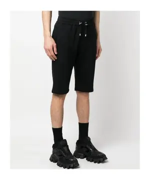 Balmain Drawstring Cotton Track Shorts - Black