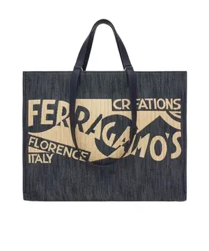 FERRAGAMO Logo Detailed Tote Bag - Black