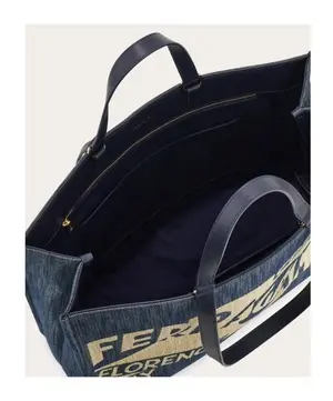 FERRAGAMO Logo Detailed Tote Bag - Black
