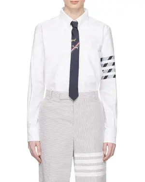 Thom Browne 4-bar Striped Buttoned Shirt - Medium Blue