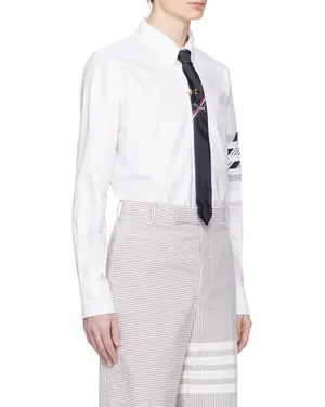 Thom Browne 4-bar Striped Buttoned Shirt - Medium Blue