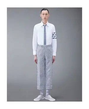 Thom Browne 4-bar Striped Buttoned Shirt - Medium Blue