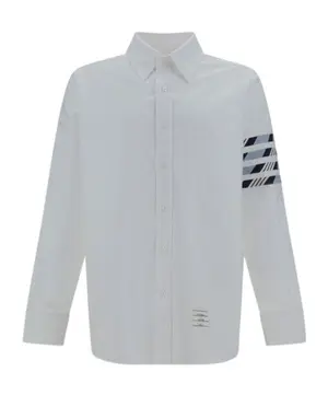 Thom Browne 4-bar Striped Buttoned Shirt - Medium Blue