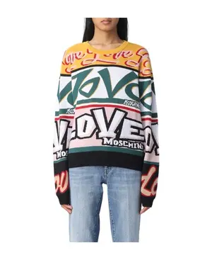 Moschino Round Neck Long Sleeve Sweater With Graphic Print