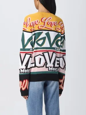 Moschino Round Neck Long Sleeve Sweater With Graphic Print