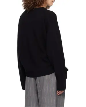 GANNI Wool Mix Jumper With Drawstring Detail - Black