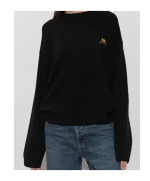 GANNI Wool Mix Jumper With Drawstring Detail - Black