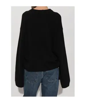 GANNI Wool Mix Jumper With Drawstring Detail - Black