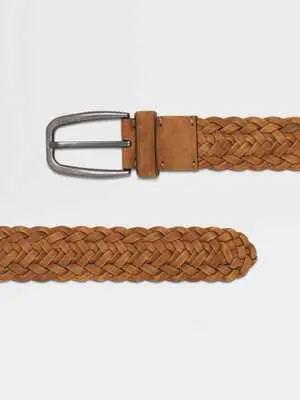 Zegna Braided Leather Belt - Brown