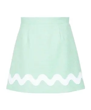 PATOU Tweed Mini Skirt With Contrast Trims - Blue