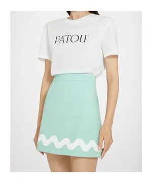 PATOU Tweed Mini Skirt With Contrast Trims - Blue