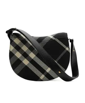 Burberry Rocking Horse Checked Crossbody Bag - Black