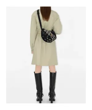 Burberry Rocking Horse Checked Crossbody Bag - Black