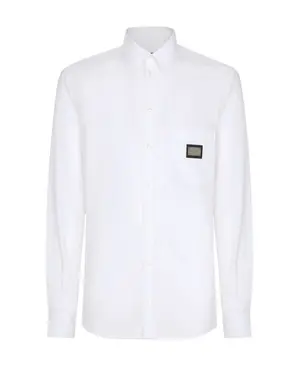 Dolce & Gabbana Dolce Gabbana Logo Plaque Long-sleeved Shirt - Gray