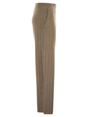 Max Mara Jardin Ribbed Wide-leg Trousers - Brown