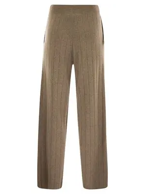 Max Mara Jardin Ribbed Wide-leg Trousers - Brown