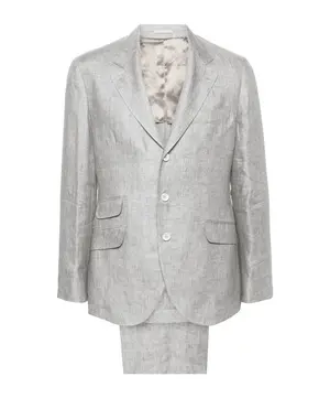 Brunello Cucinelli Single-breasted Linen Suit - Heather Gray