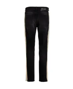 Palm Angels Washed Effect Denim Jeans With Side Stripe