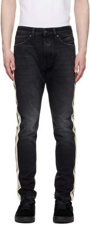 Palm Angels Washed Effect Denim Jeans With Side Stripe
