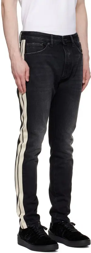 Palm Angels Washed Effect Denim Jeans With Side Stripe