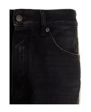 Palm Angels Washed Effect Denim Jeans With Side Stripe