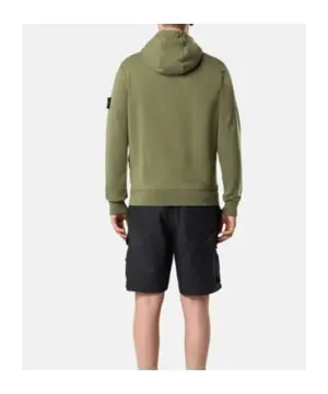 Stone Island Logo Patch Drawstring Hoodie - Military Green