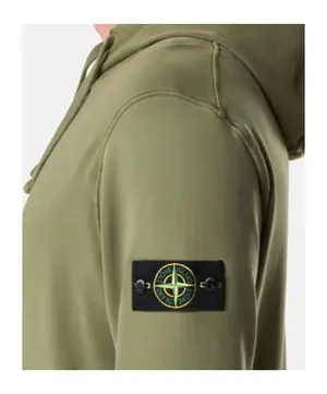 Stone Island Logo Patch Drawstring Hoodie - Military Green