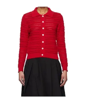 DUNST Open Collar Pointelle Knit Cardigan