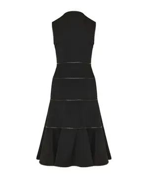 Alaïa Sleeveless Square Neck Dress With Ruffled Hem