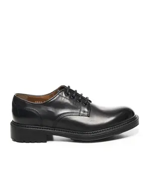 DOUCAL'S Lace-up Derby Flat Shoes - Black