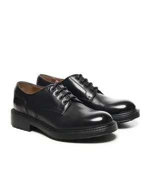DOUCAL'S Lace-up Derby Flat Shoes - Black