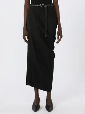 Sportmax Asymmetrical Draped Skirt With S-buckle Belt