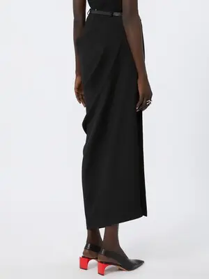 Sportmax Asymmetrical Draped Skirt With S-buckle Belt