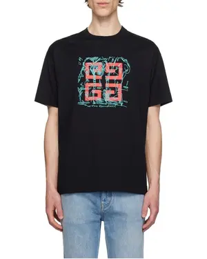 Givenchy 4g Logo Printed Crewneck T-shirt - Black