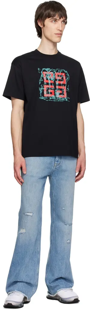 Givenchy 4g Logo Printed Crewneck T-shirt - Black