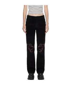 Marissa Chiara Belt Loop Embroidered Heart Casual Pants
