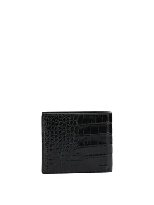 TOM FORD T Line Embossed Bifold Wallet - Black