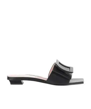ROGER VIVIER Square Toe Sandals With Rectangular Buckle Detail