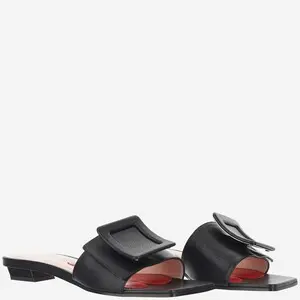 ROGER VIVIER Square Toe Sandals With Rectangular Buckle Detail