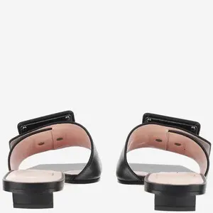 ROGER VIVIER Square Toe Sandals With Rectangular Buckle Detail