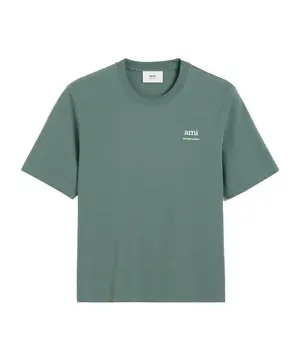 AMI Paris Logo Printed Crewneck T-shirt - Ancient Clay