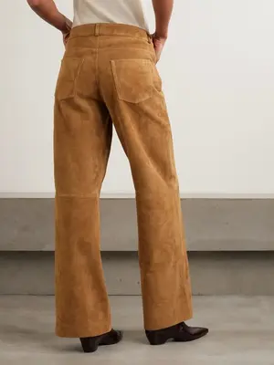 Nour Hammour Milo Patchwork Wide-leg Suede Trousers - Camel
