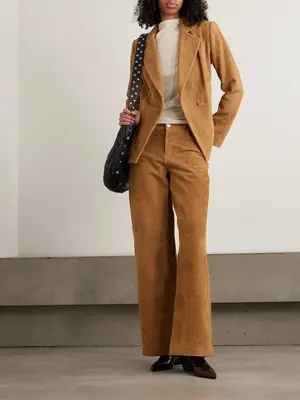 Nour Hammour Milo Patchwork Wide-leg Suede Trousers - Camel