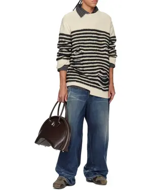 Acne Studios Striped Distressed Knit Sweater