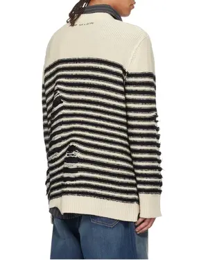 Acne Studios Striped Distressed Knit Sweater