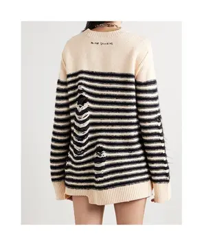 Acne Studios Striped Distressed Knit Sweater