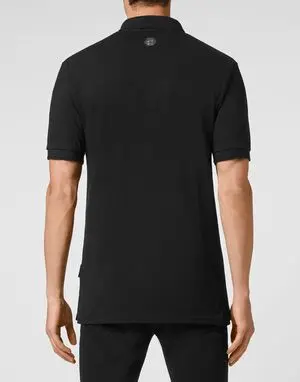 Philipp Plein Gothic Plein Short-sleeve Cotton Polo Shirt - Black